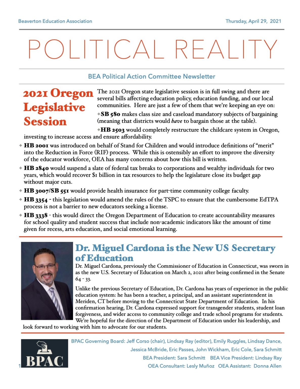 April 2021 Political Reality Newsletter | Beaverton Education ...